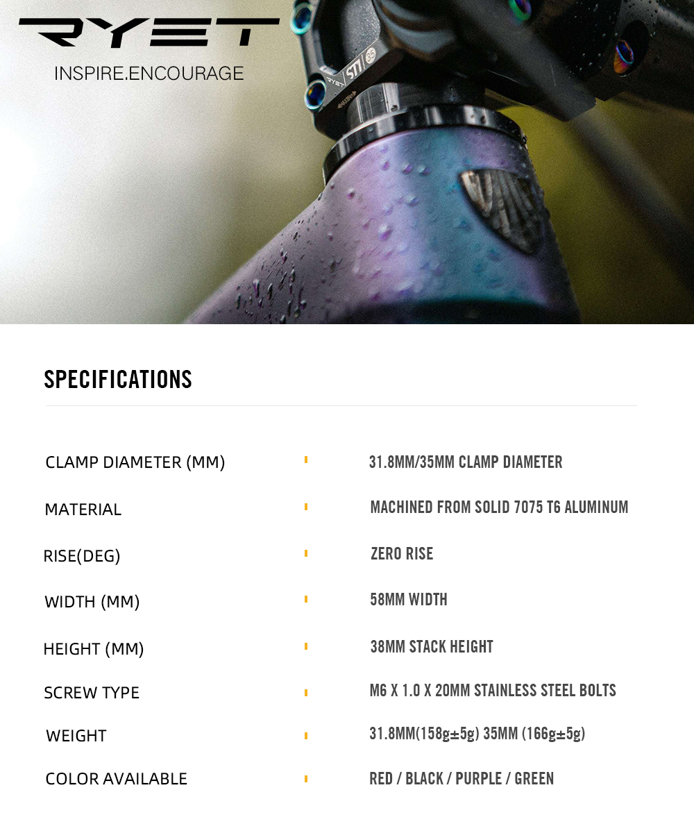 2023 RYET MTB Stem Lightweight Mountain Bike Stem For AM DOWNHILL ...