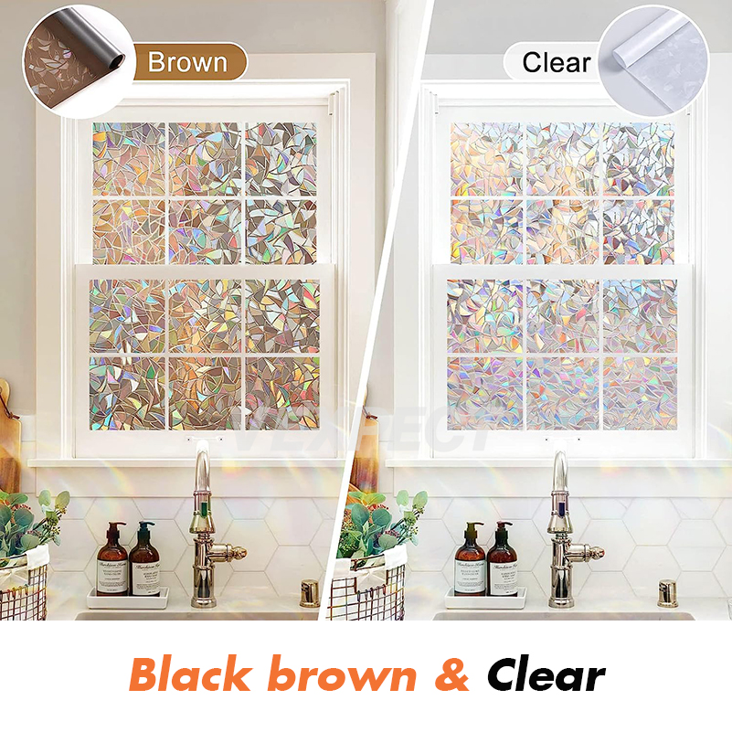 Window Privacy Film Sticker Rainbow Static Cling Stained Glass Window ...