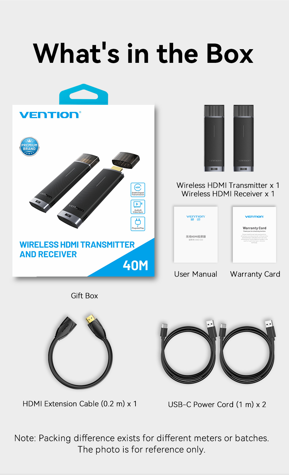 Vention 5GHz Wireless HDMI Transmitter and Receiver extender screen ...