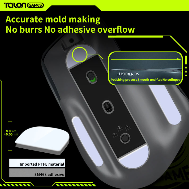 2 Sets TALONGAMES Mouse Feet Light Gray Custom Curved Edge Mouse Skates ...