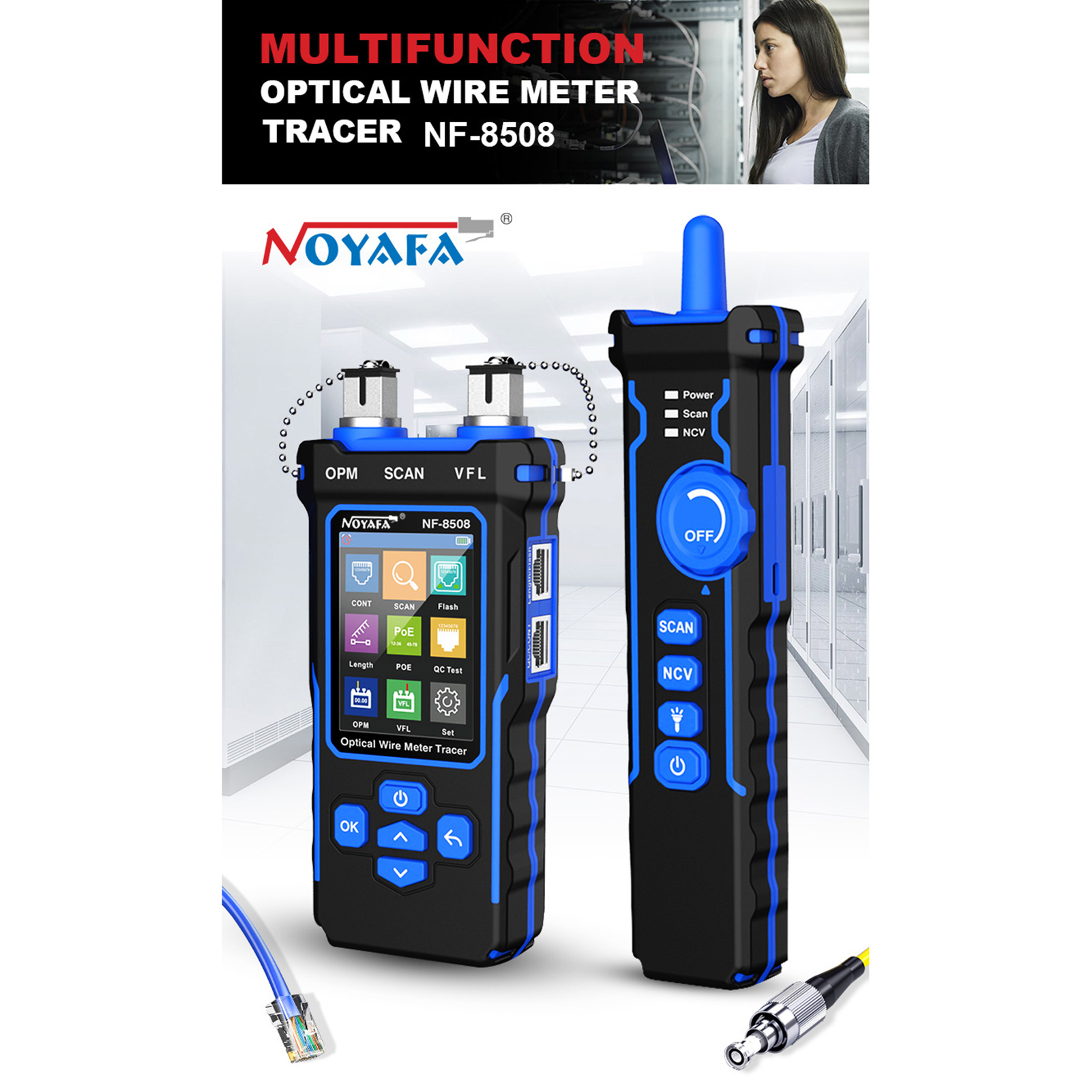 [local delivery]NOYAFA NF-8508 Network Cable Tester LAN Optical Power ...
