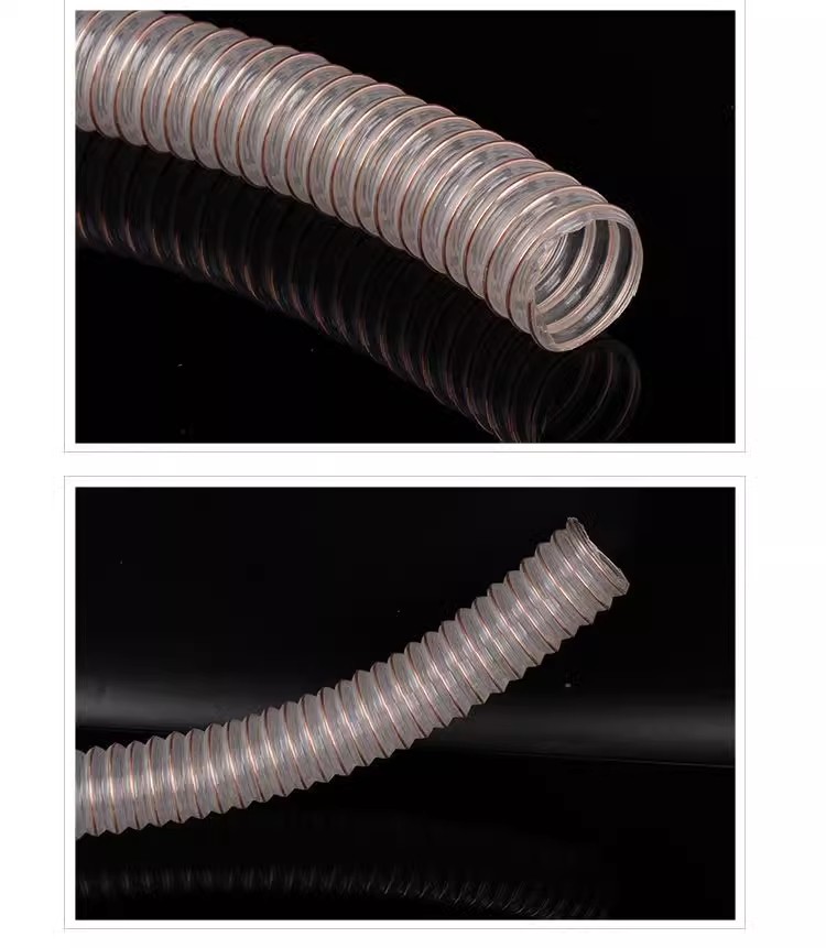 Transparent PU Polyurethane Air Duct Tube ID25mm ~ 70mm Copper Plated ...