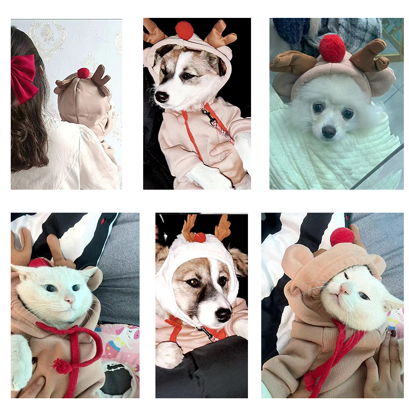 【Yuanzhs Pet】Funny Party pet clothes for dog Elk outfit for cat Love ...
