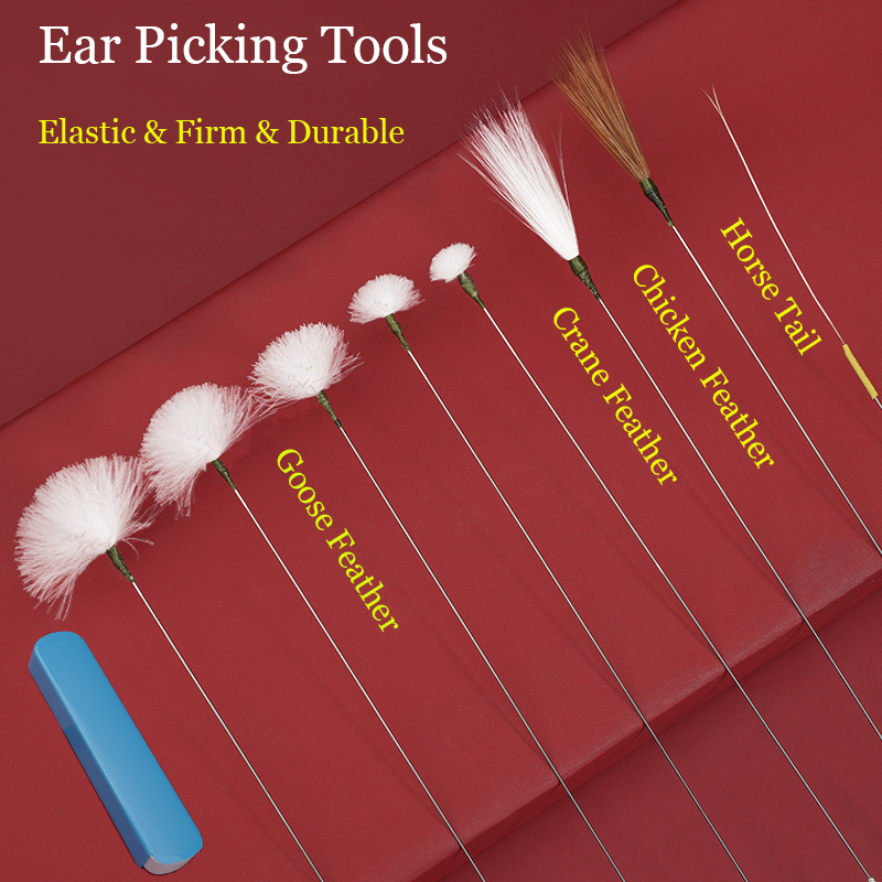 Ear Picking Tools with Goose Feather Chicken Feather Crane Feather ...