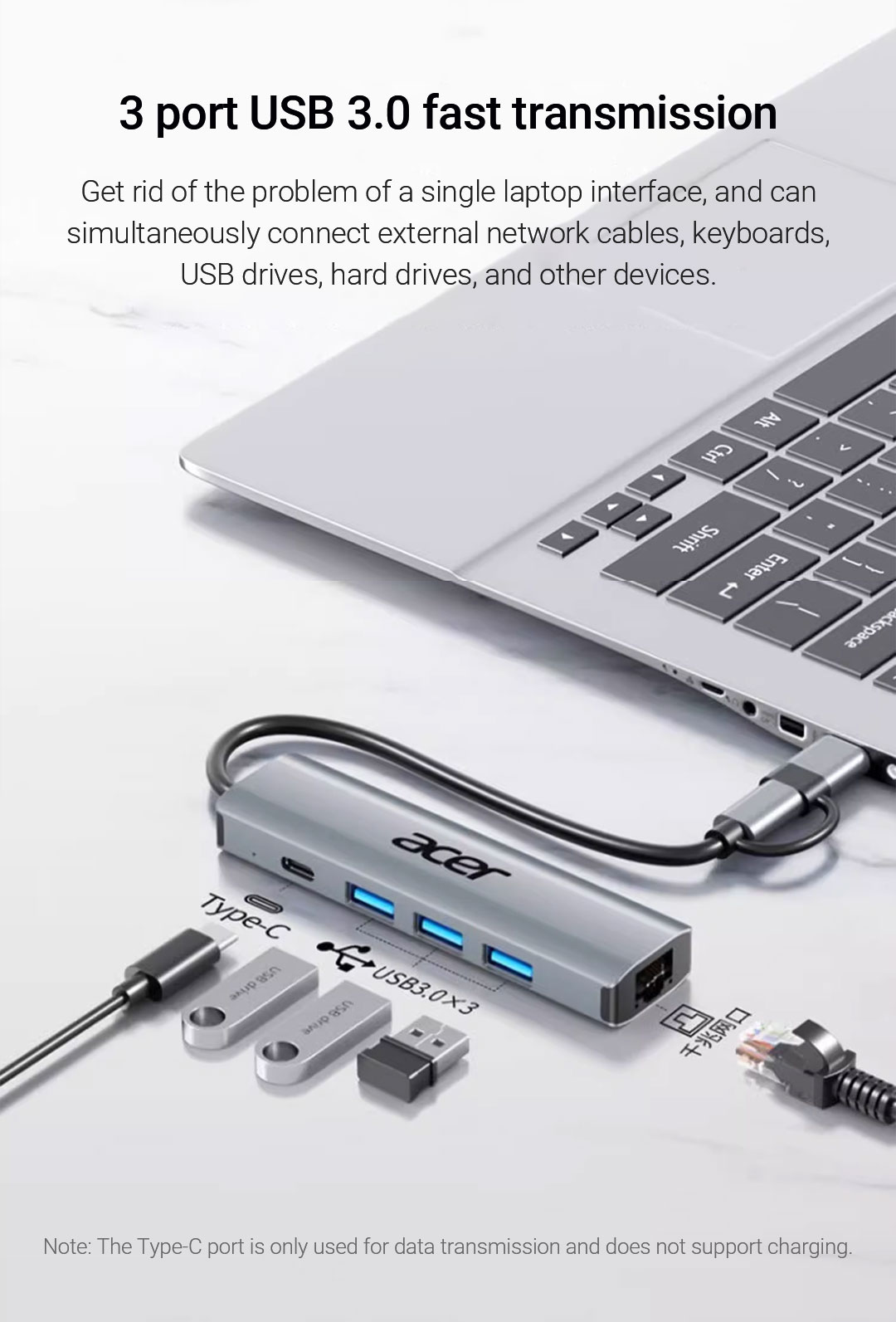 Acer Multi Functional Docking Station, Type-C Gigabit Ethernet Cable ...