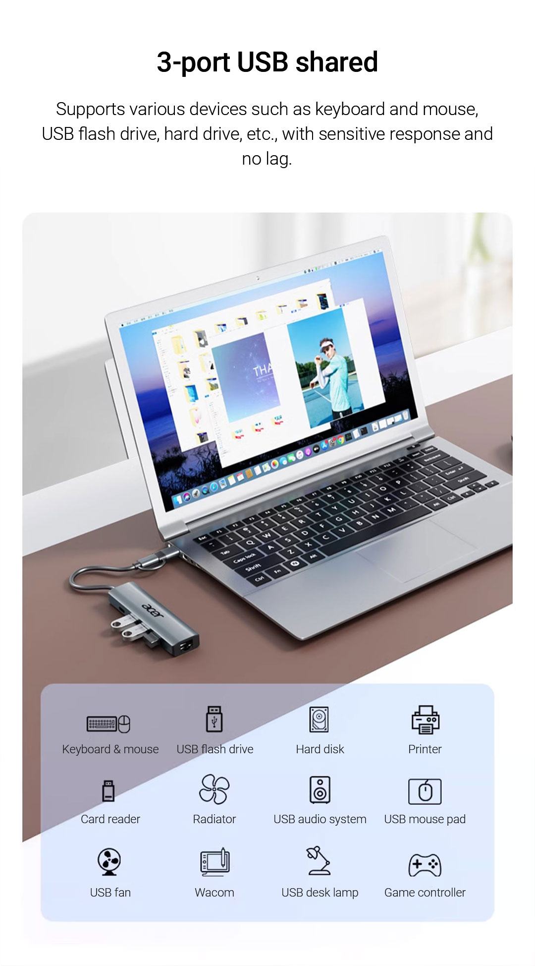 Acer Multi Functional Docking Station, Type-C Gigabit Ethernet Cable ...