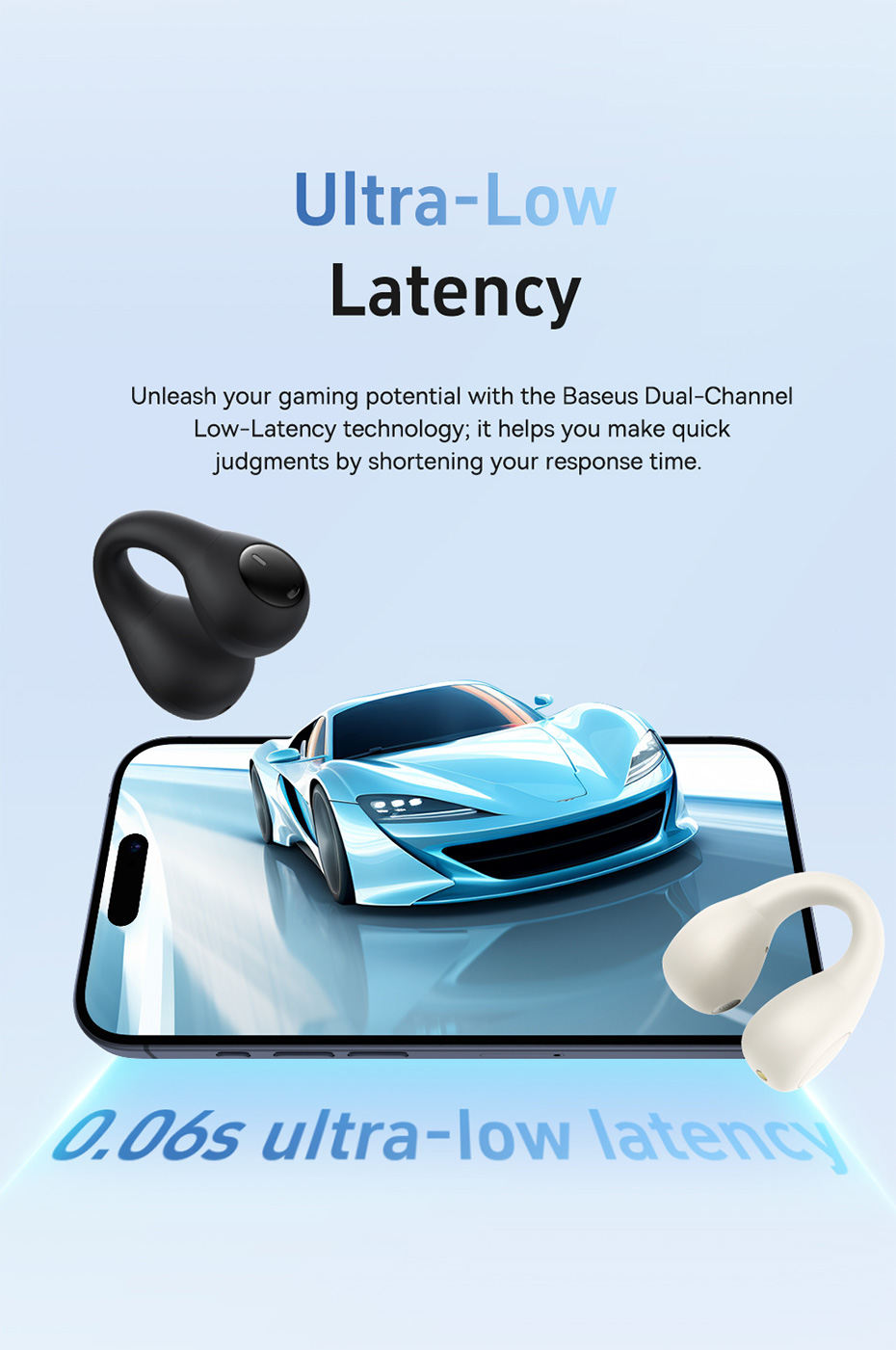 Baseus AirGo AS01 Open-Ear TWS Earbuds Wireless Earphone Bluetooth 5.3 ...