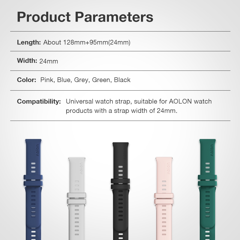 Aolon Smart Watch Strap 24mm Silicone Wristband For Foomlite Smartwatch ...