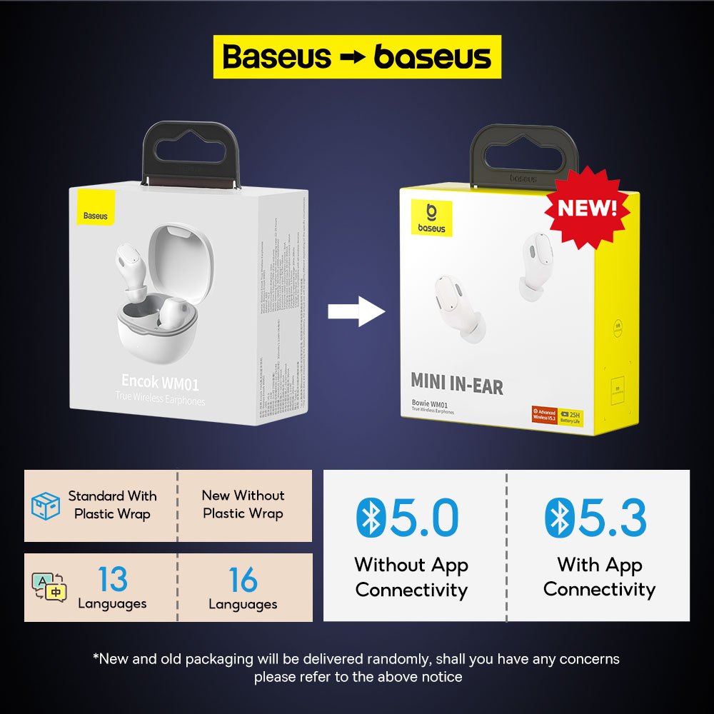 Baseus WM01 TWS Bluetooth Earphones Stereo Wireless 5.3 Bluetooth ...