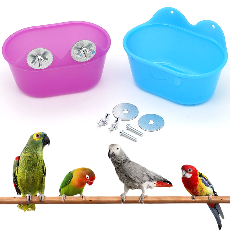 Bird Feeder Water Bath Tub Pet Bird Bowl Parrots Parakeet Birdbath Cage ...