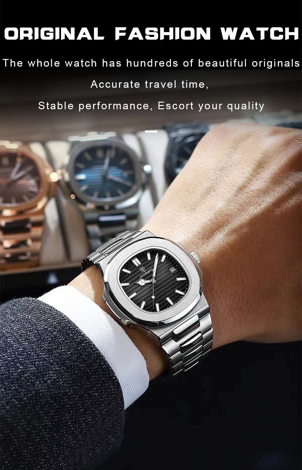 POEDAGAR Watch For Men Waterproof Original Relo Silver Stainless Steel ...