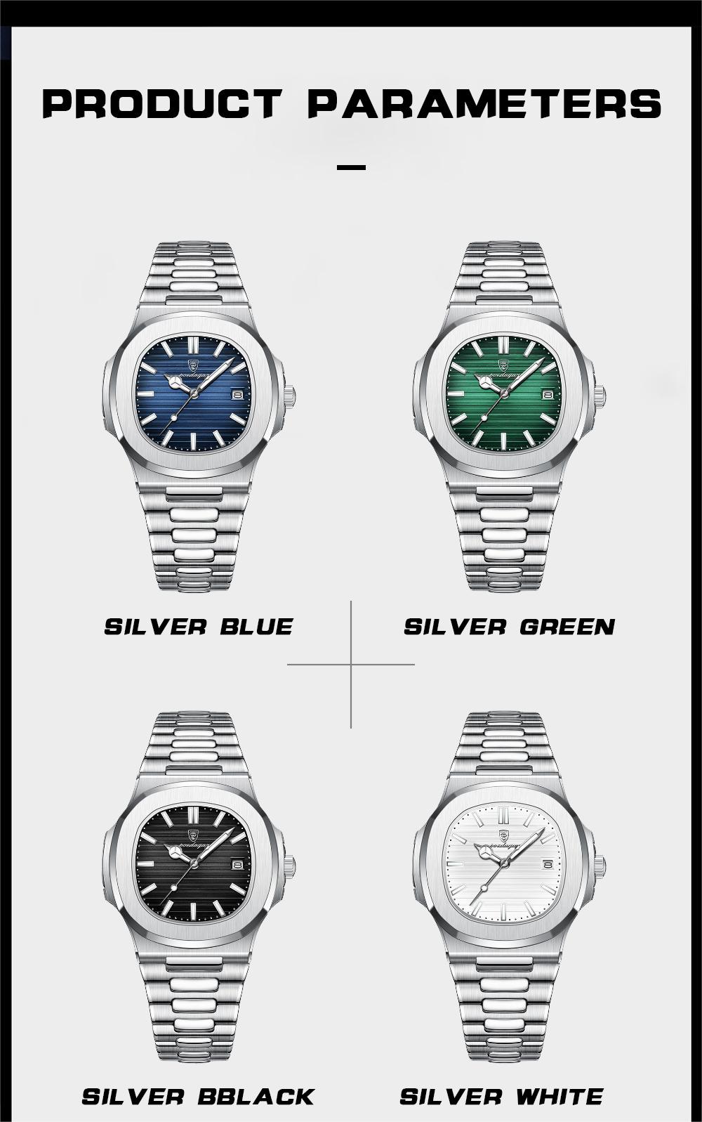 POEDAGAR Watch For Men Waterproof Original Relo Silver Stainless Steel ...