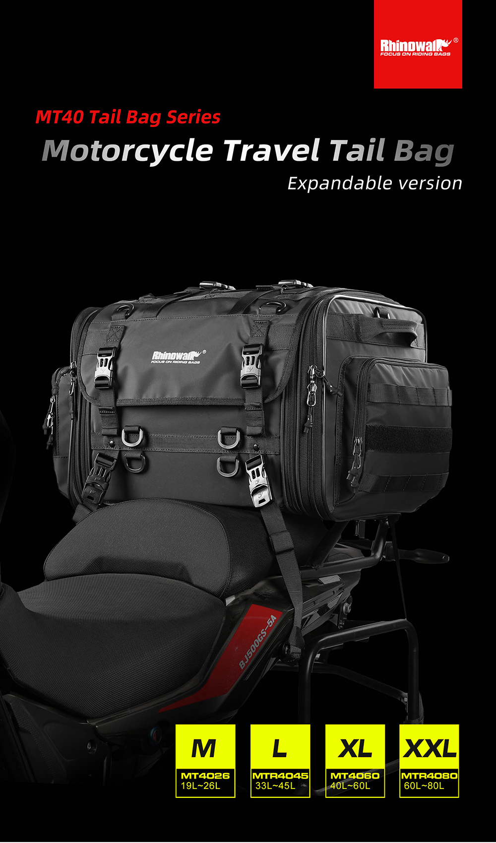 Rhinowalk Waterproof motorcycle travel tail bag Cycling Motorcycle Rear ...