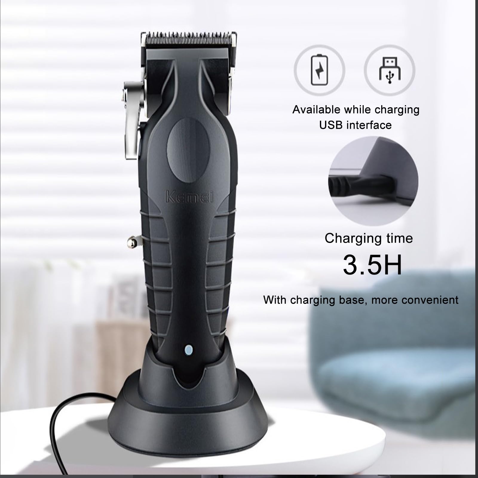 [COD] kemei Fade Hair Electric Clipper with Base Haircut Non Stick Hair ...