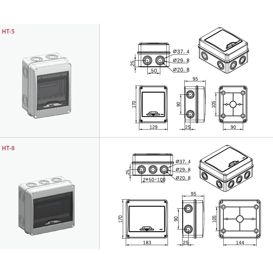 GEYA NEW HT 5/8/12/15/18Ways Outdoor Waterproof Electrical Distribution ...