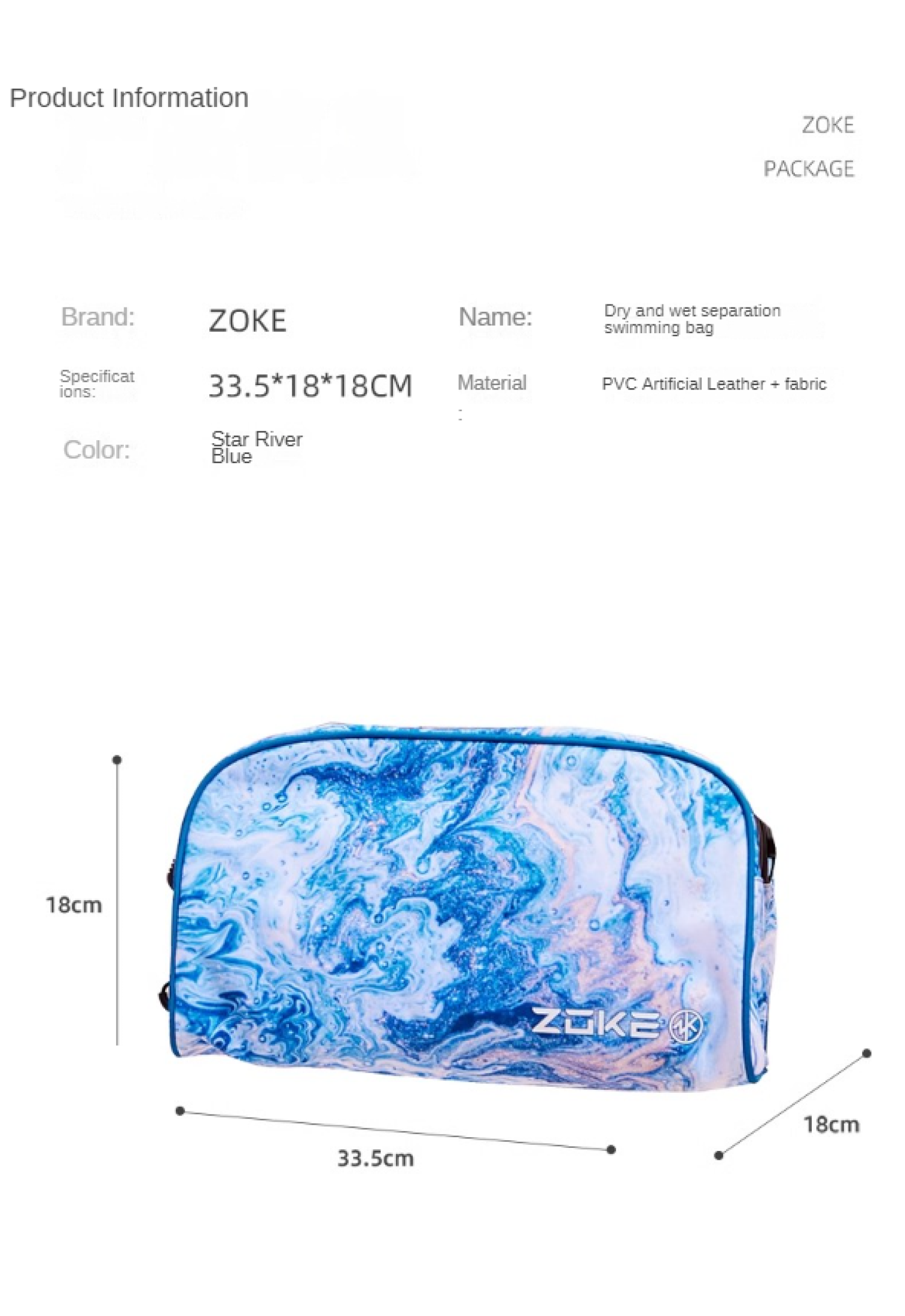 Zoke Swimming Bag Wet Dry Separation Large Capacity Shoulder Bag ...
