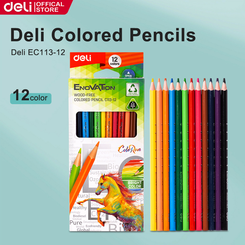 Deli 12/18/24 Color Pencil Set for Kids Long Color Pencils Set for ...