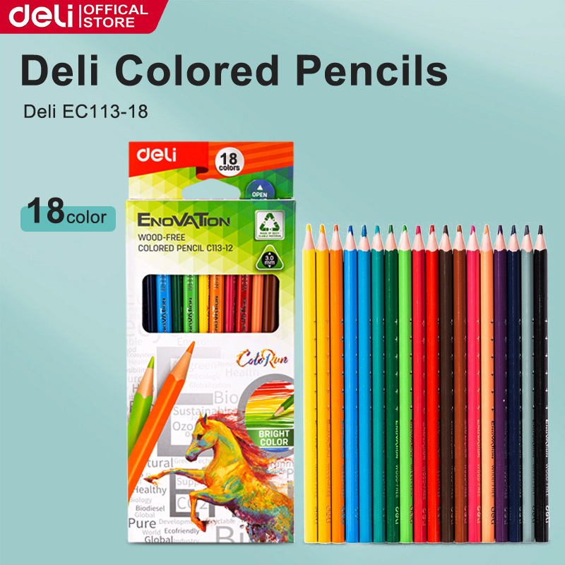 Deli 12/18/24 Color Pencil Set for Kids Long Color Pencils Set for ...