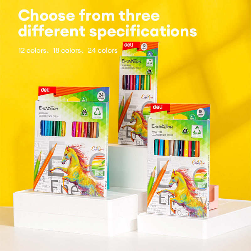 Deli 12/18/24 Color Pencil Set for Kids Long Color Pencils Set for ...