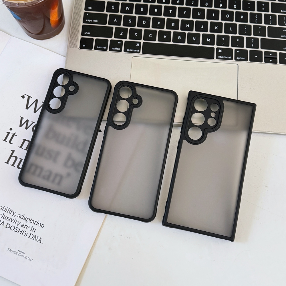 Case For Samsung Galaxy S23 S25 S24 Ultra S24 Plus Matte Half Clear Acrylic Back + Soft Silicone ...