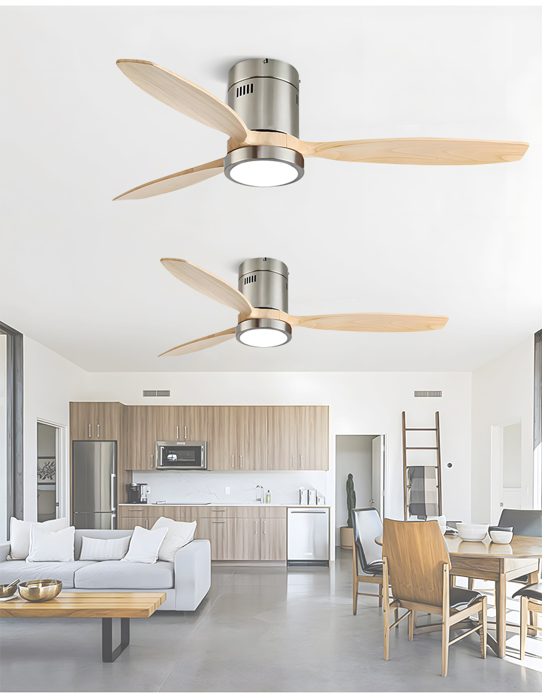 GOGEOUS Nordic Ceiling Fan With Light American Style Retro Low Floor ...