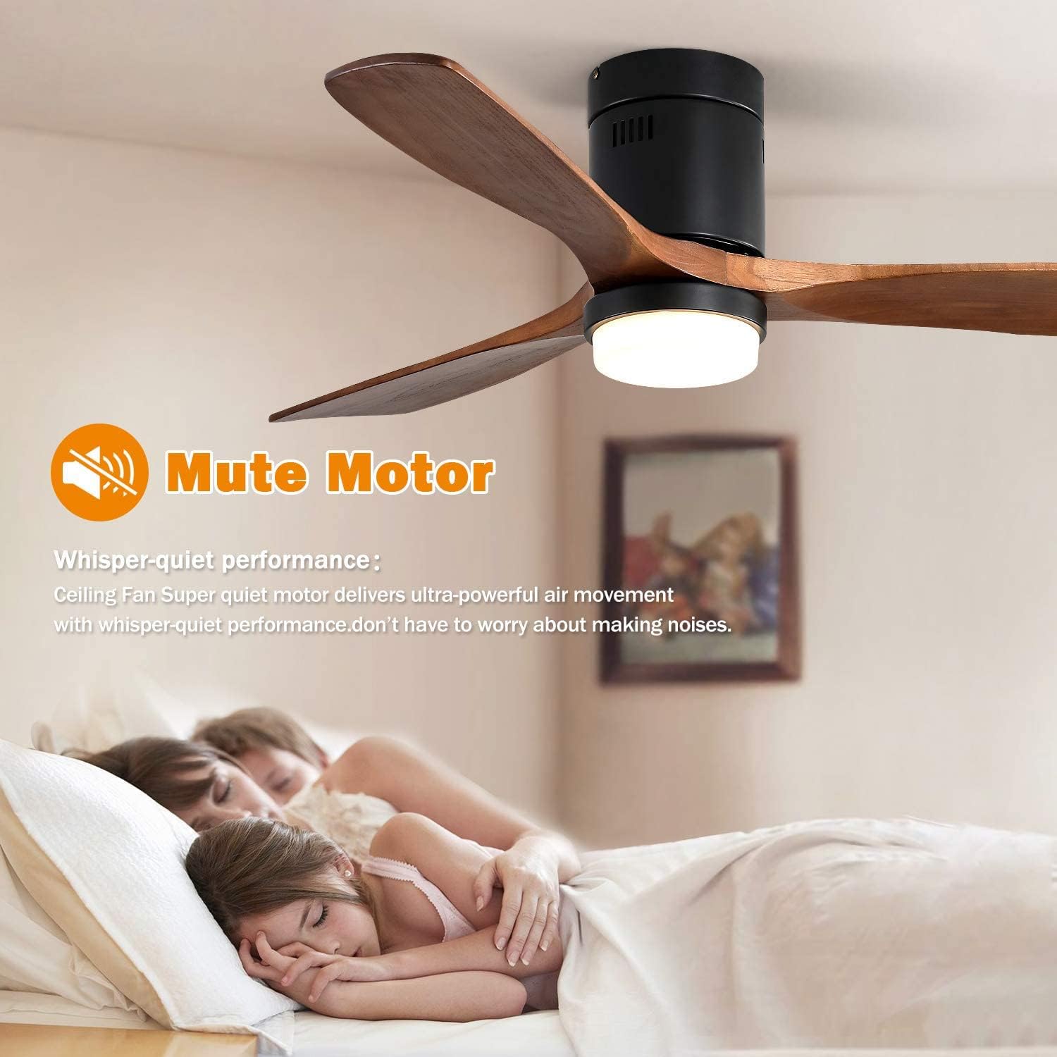 GOGEOUS Nordic Ceiling Fan With Light American Style Retro Low Floor ...