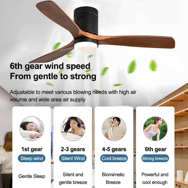GOGEOUS Nordic Ceiling Fan With Light American Style Retro Low Floor ...