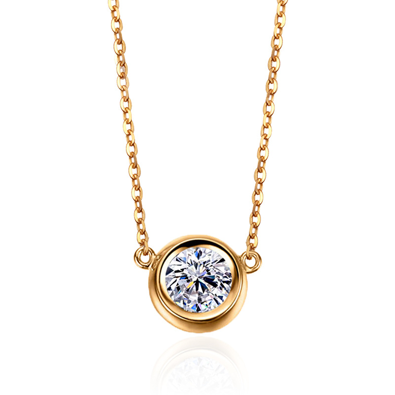 Korean Simple Diamond 18k Gold Plated Steel Necklace Female Non-fading ...