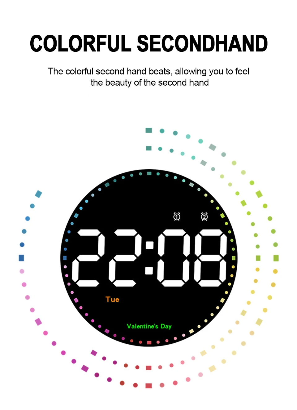 10 Inch Round Digital Wall Clock 10-Levels Brightness Colorful ...