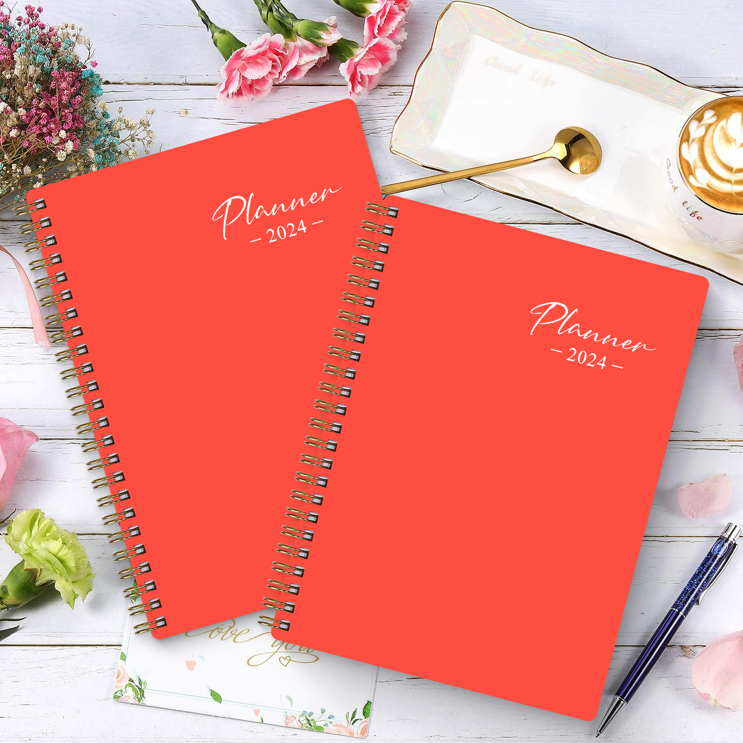 Ashley A5/148 Pages 2024 Planner Notebook Double Coil Loose Leaf ...