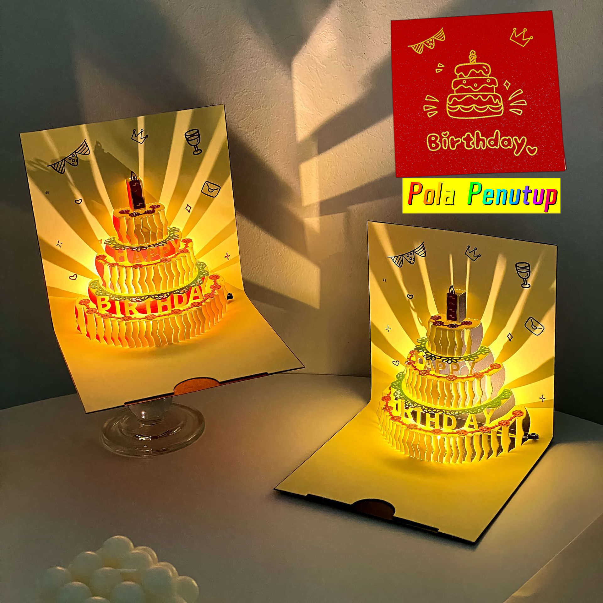 3D Birthday Card Cake Music Light Birthday Music 3D Card With Music 3D ...