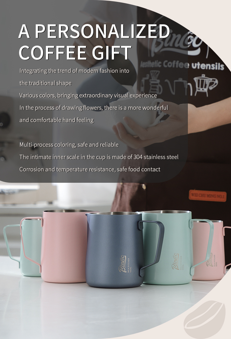 BINCOO Coffee Pull Flower Vat Milk Foam Jar Stainless Steel ...