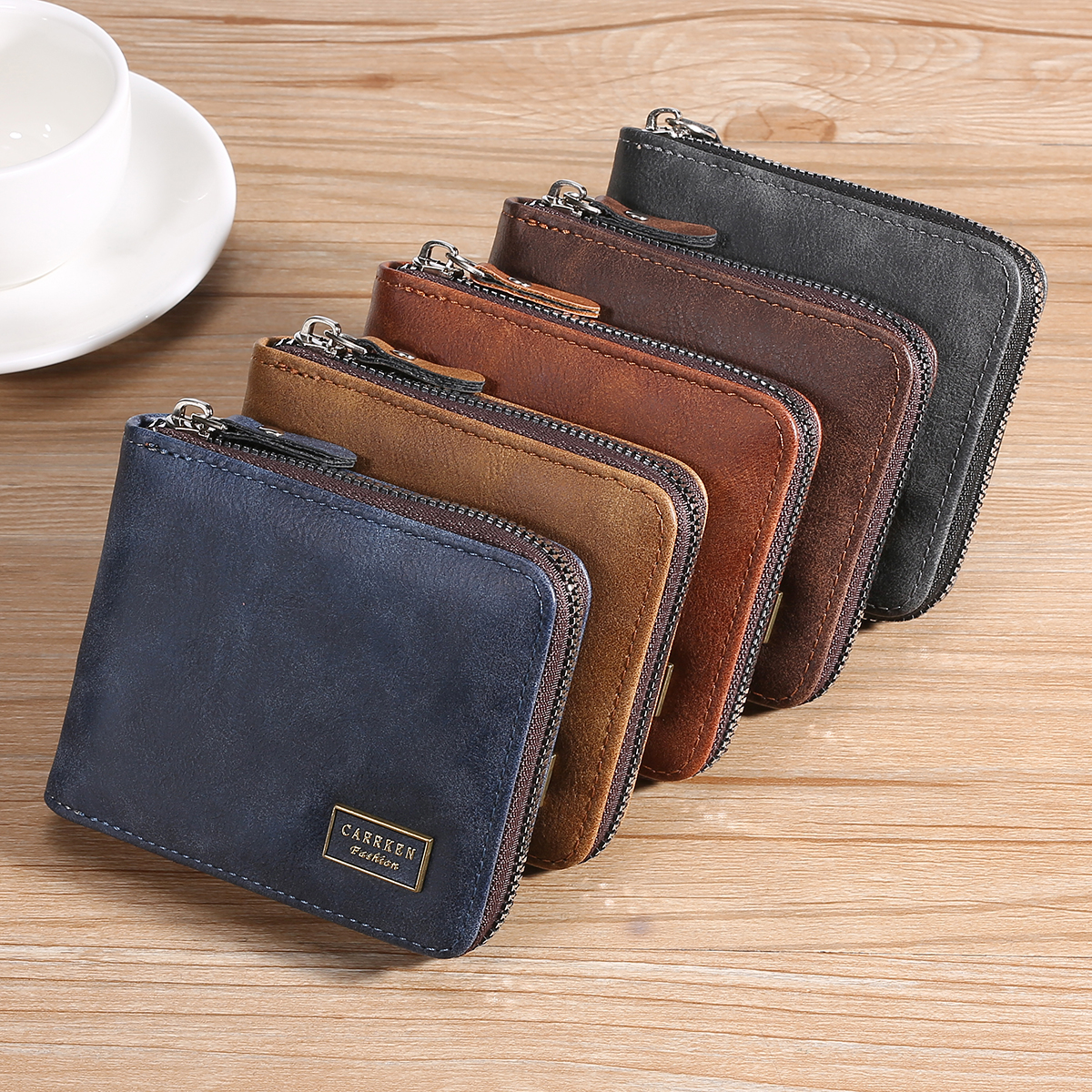 1 Piece Men Retro Short Zipper Wallet Youth Fashion Multi-card Wallet Coin Pocket Coin Purse Boy ...