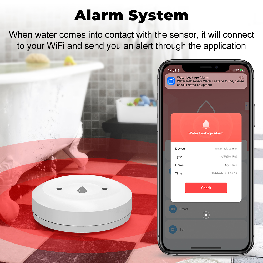 SMATRUL Tuya Zigbee Water Immersion Sensor Smart Life Leakage Sensor ...