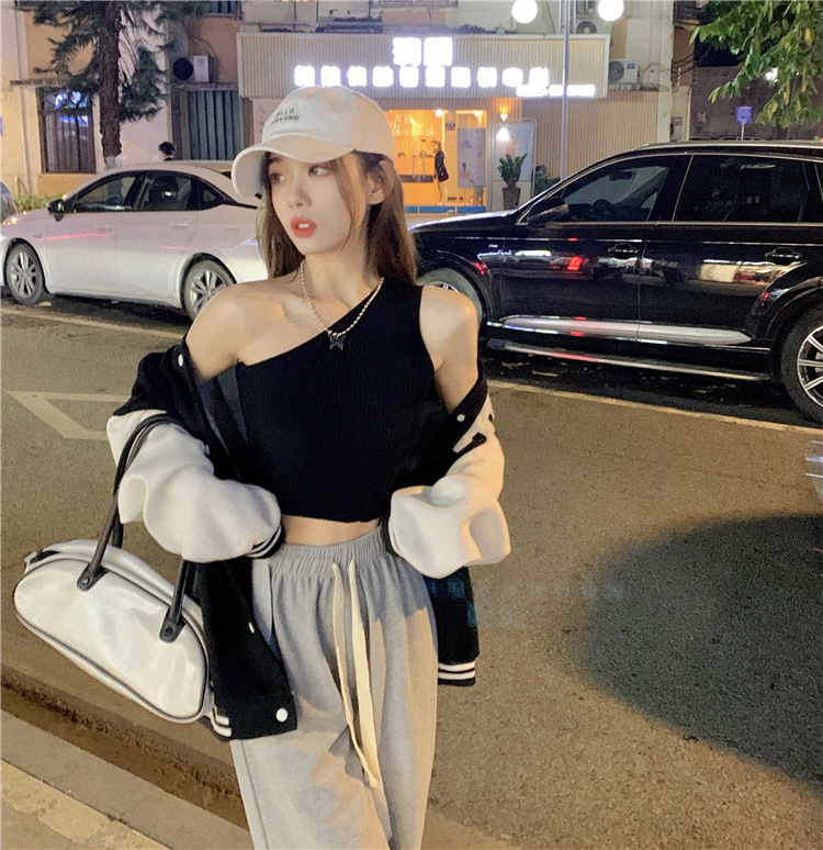 DOZW One Shoulder Cropped Tanks Top Women Summer Sleeveless Tanks Camis ...