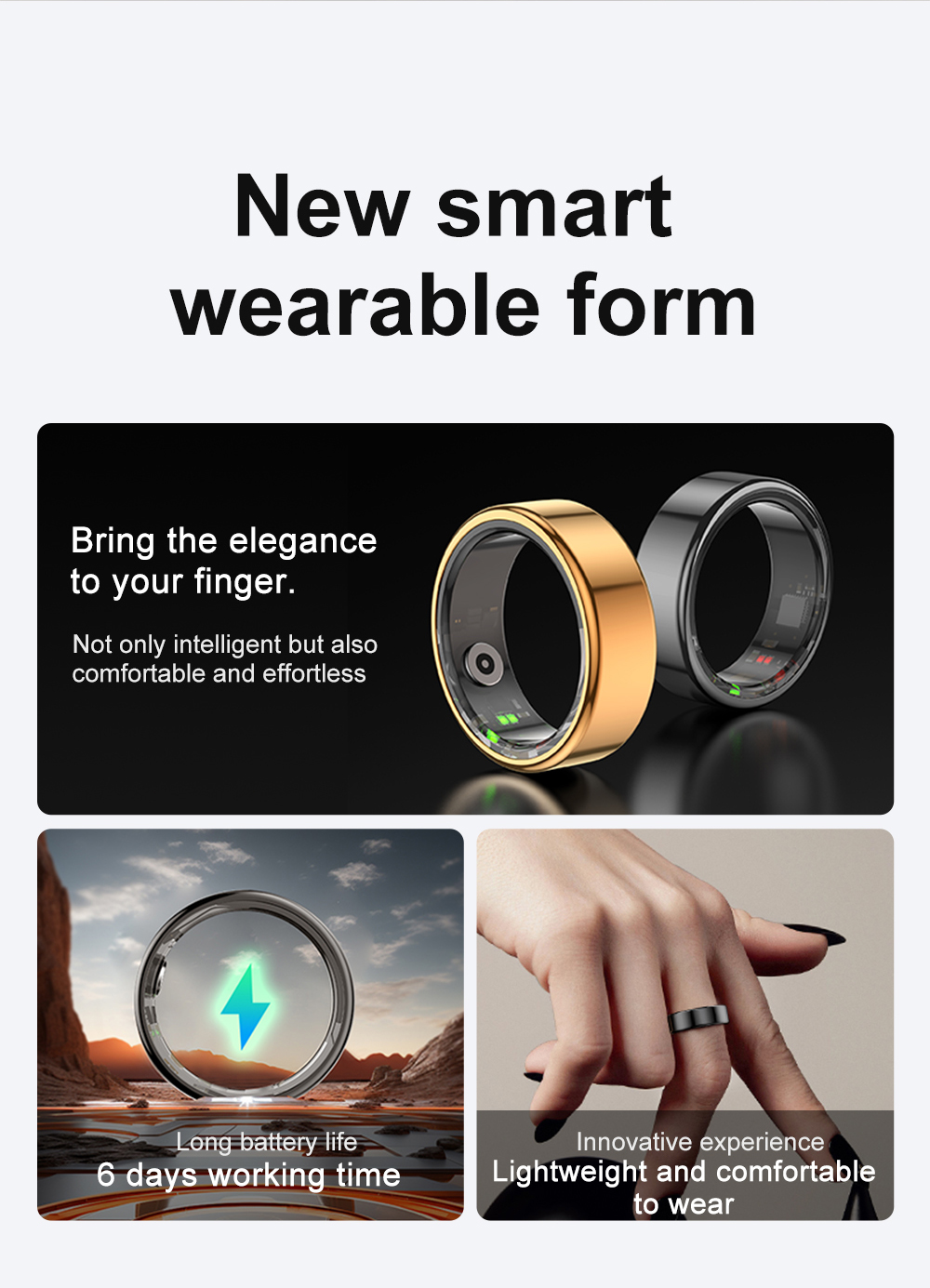 COLMI R02 Smart Ring Military Grade Titanium Steel Shell Health ...