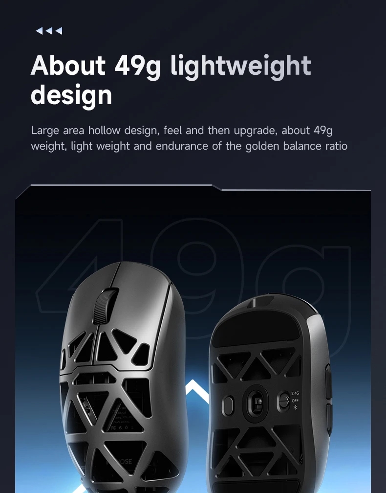 Mchose AX5 Magnesium alloy Wireless Mouse Paw3395 Sensor Nordic 52840 ...