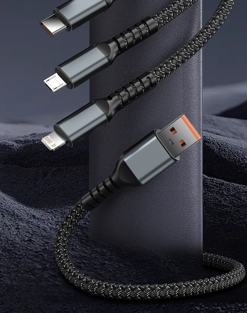 3-in-1 Charging Cable 100W Transparent Luminescent Fast Charging Data ...