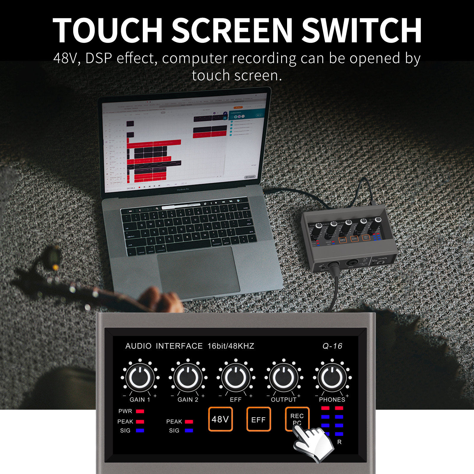 XTUGA Q-16 Professional Audio Interface USB Recording Sound Card with ...