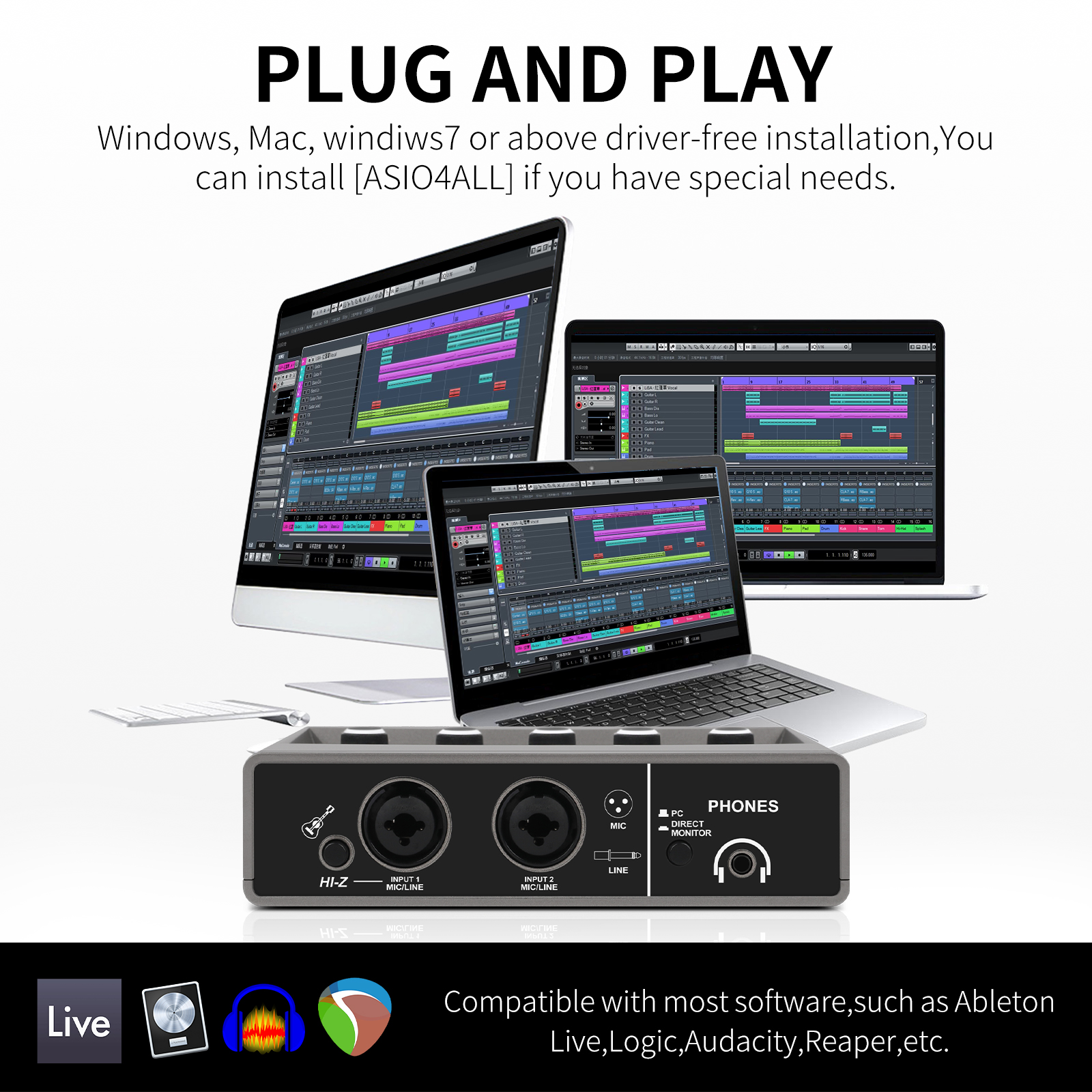 XTUGA Q-16 Professional Audio Interface USB Recording Sound Card with ...