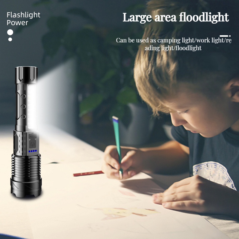 New multifunctional TYPE-C rechargeable bright flashlight side light ...