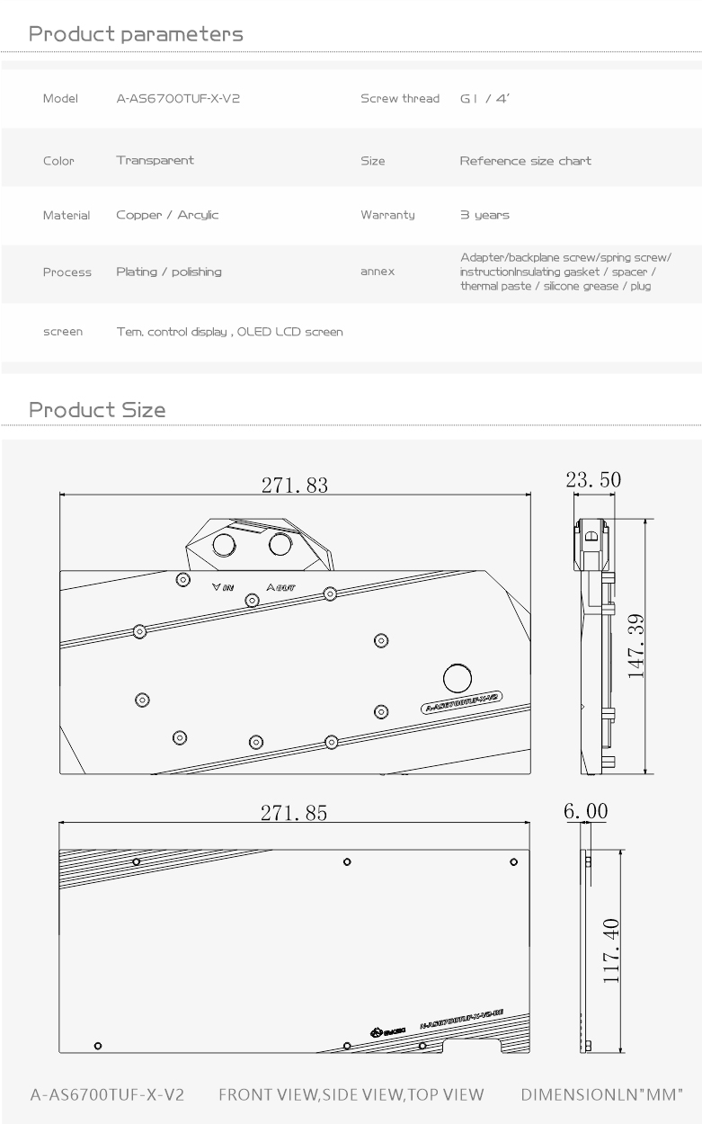 Bykski GPU Water Block for ASUS TUF RX6700XT-O12G-GAMING / ROG Strix ...
