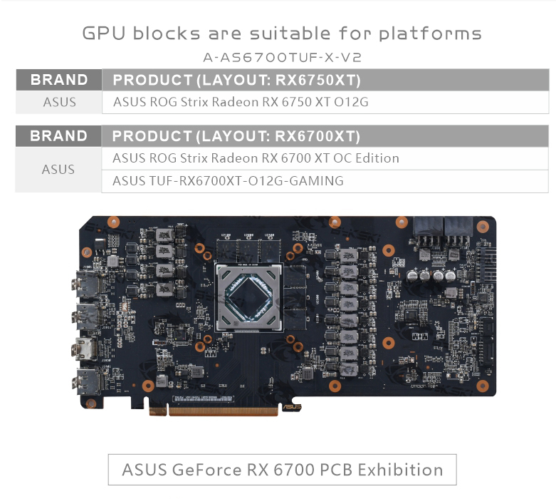 Bykski GPU Water Block for ASUS TUF RX6700XT-O12G-GAMING / ROG Strix ...