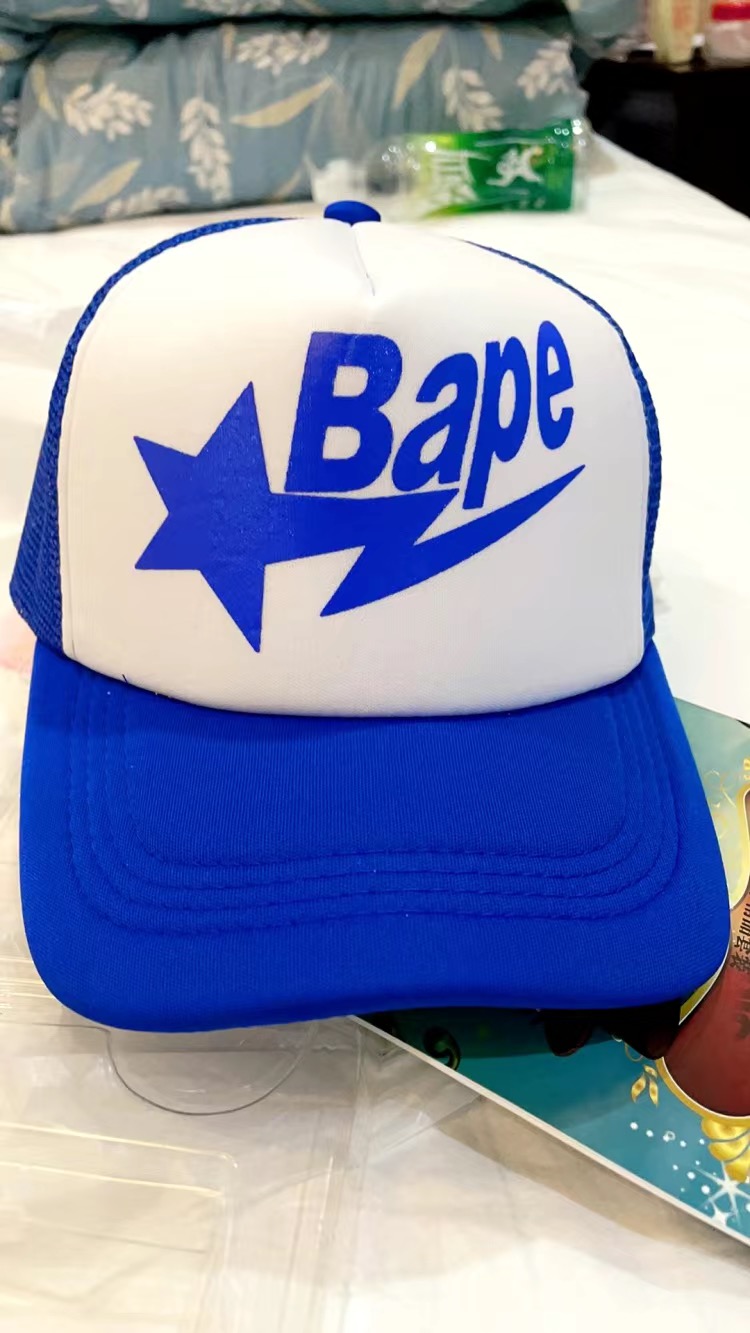 Bape letter printing mesh cap men's fashion outdoor shade trucker cap ...