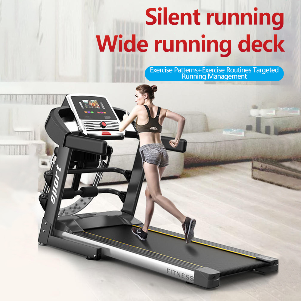Foldable 4.0HP Electric Treadmill 1-12KM/H Multifunctional With Massage ...
