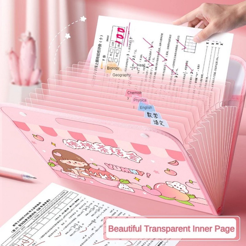 New Upgrade 14 Layers Expanding File Folder with Mesh Pocket A4 File ...