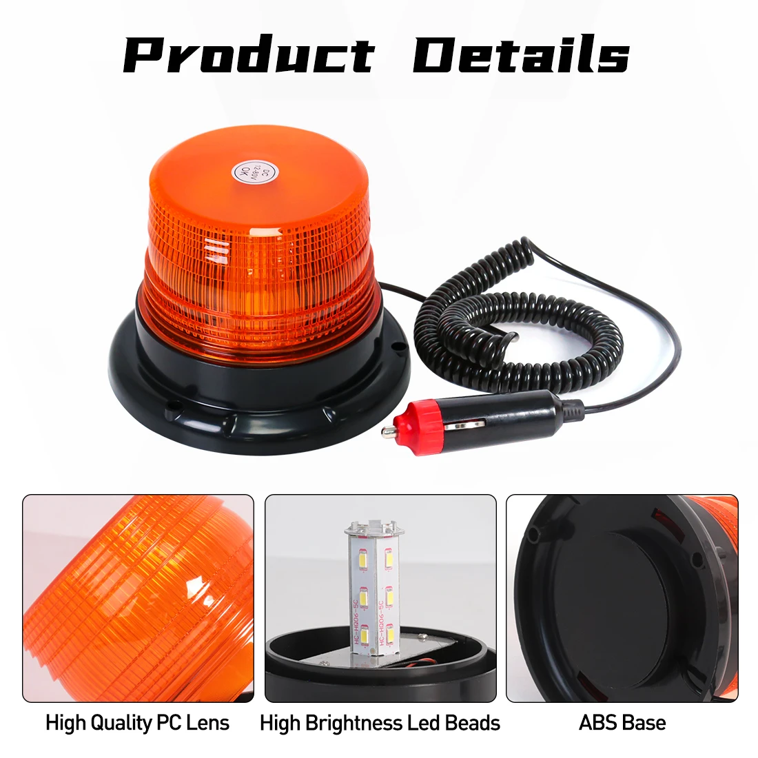 12-24V LED Truck Magnetic school bus Warning flashbeacon Police lights ...