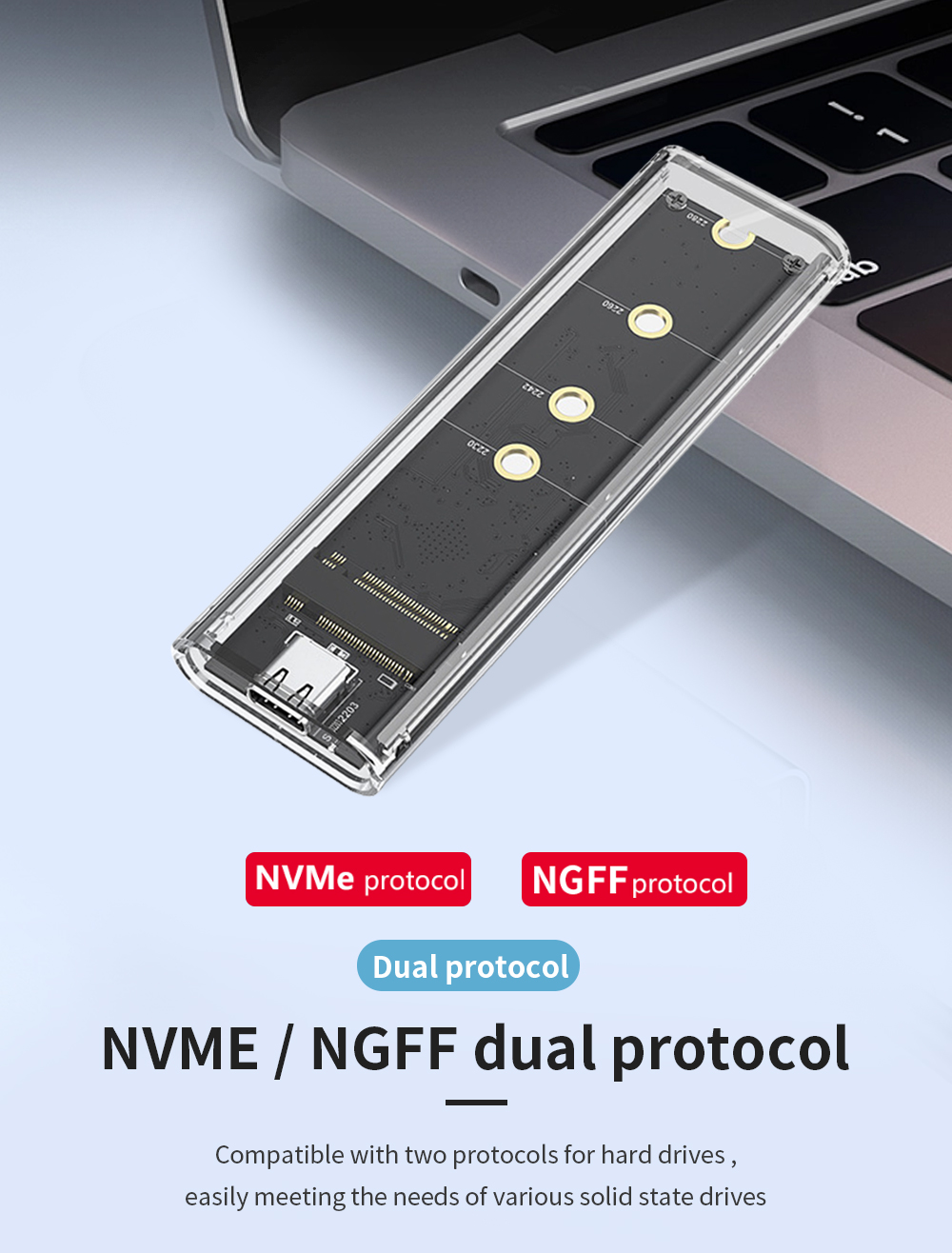 Walram M.2 Enclosure SATA PCI-e Adapter NVMe SSD Tool Free Aluminum ...