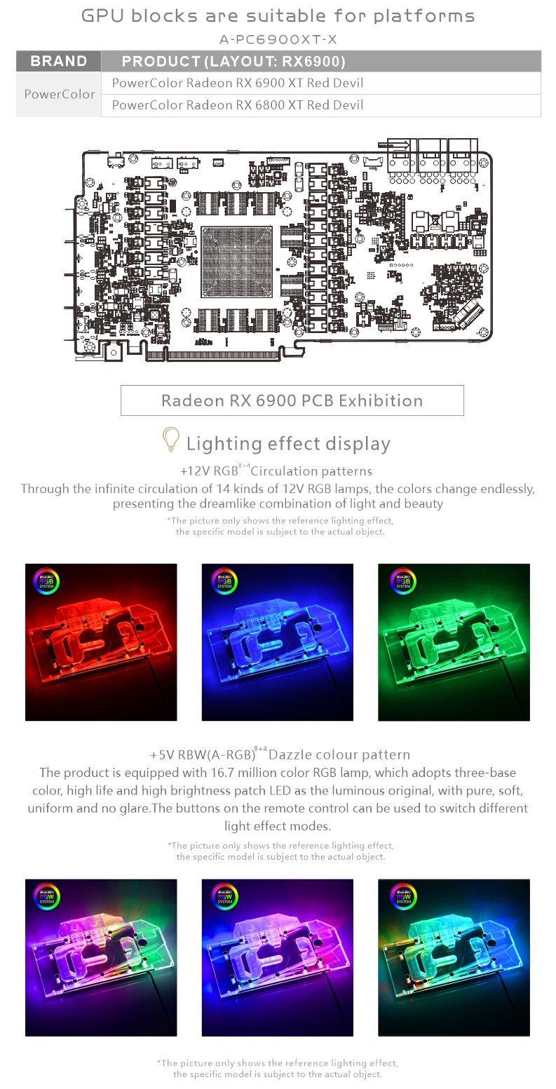 Bykski GPU Water Block use for PowerColor Radeon RX6900XT /RX6800 XT ...