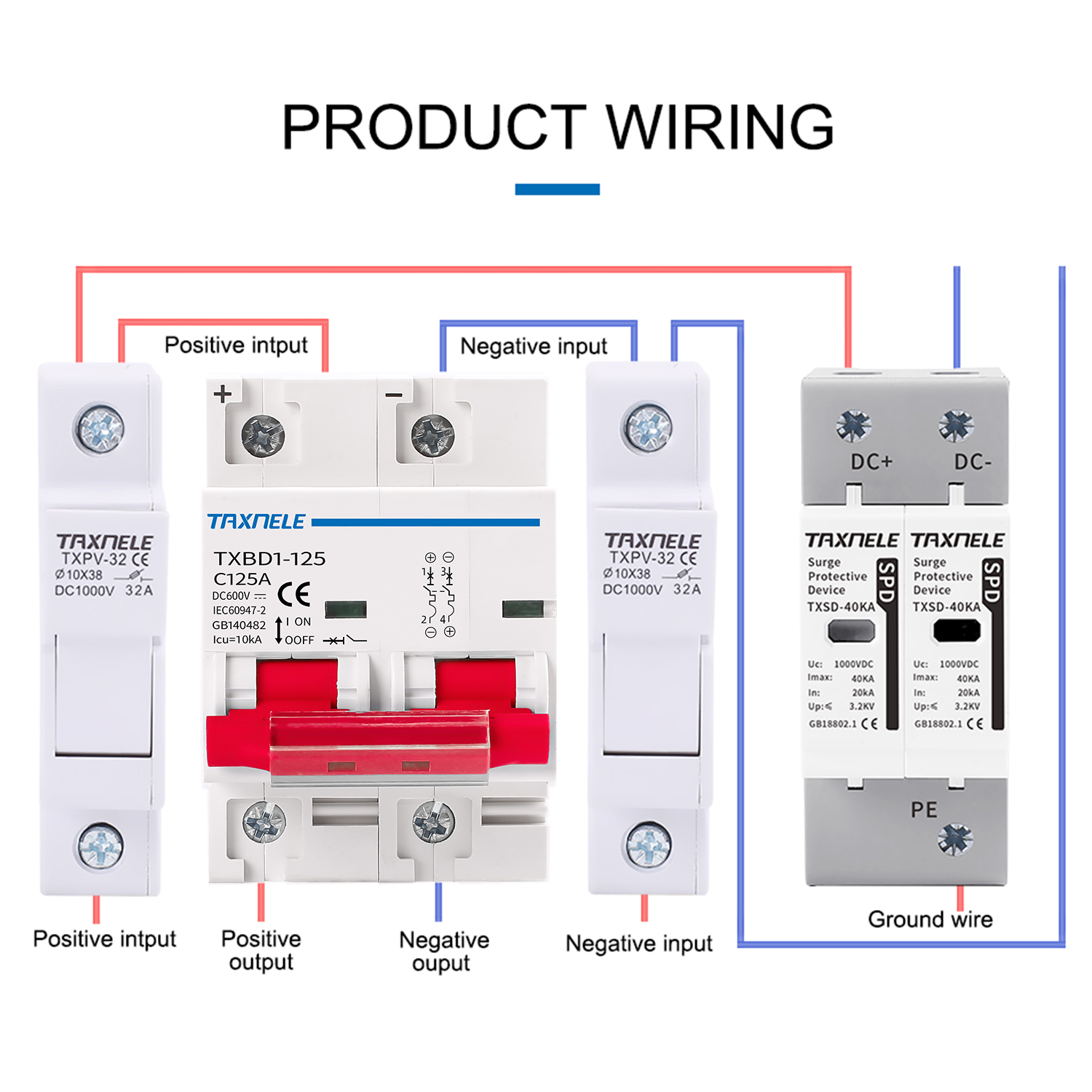 2P DC 600V 1000V Solar Mini Circuit Breaker Switch 125A 100A DC MCB for ...